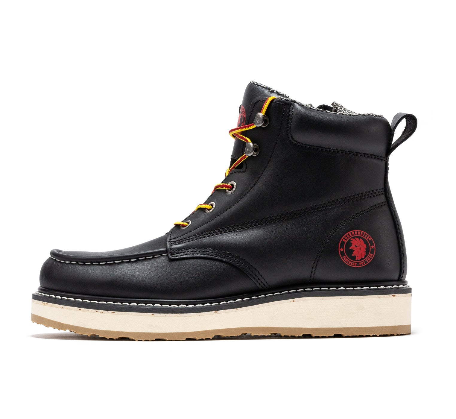 ROCKROOSTER Magnolia Men's 6 inch Black Soft Toe Zip Sided Wedge Work ...