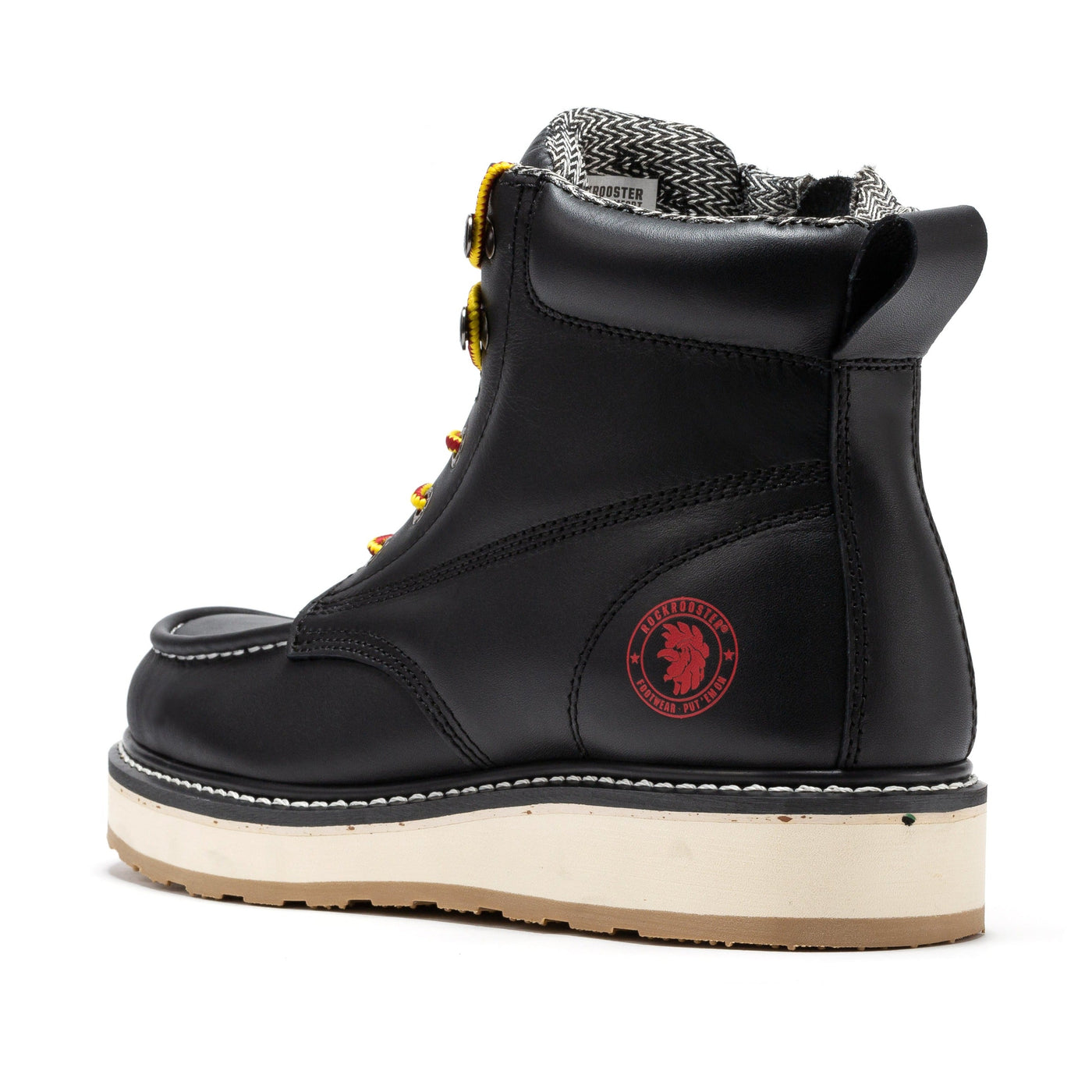 ROCKROOSTER Magnolia Men's 6 inch Black Soft Toe Zip Sided Wedge Work ...
